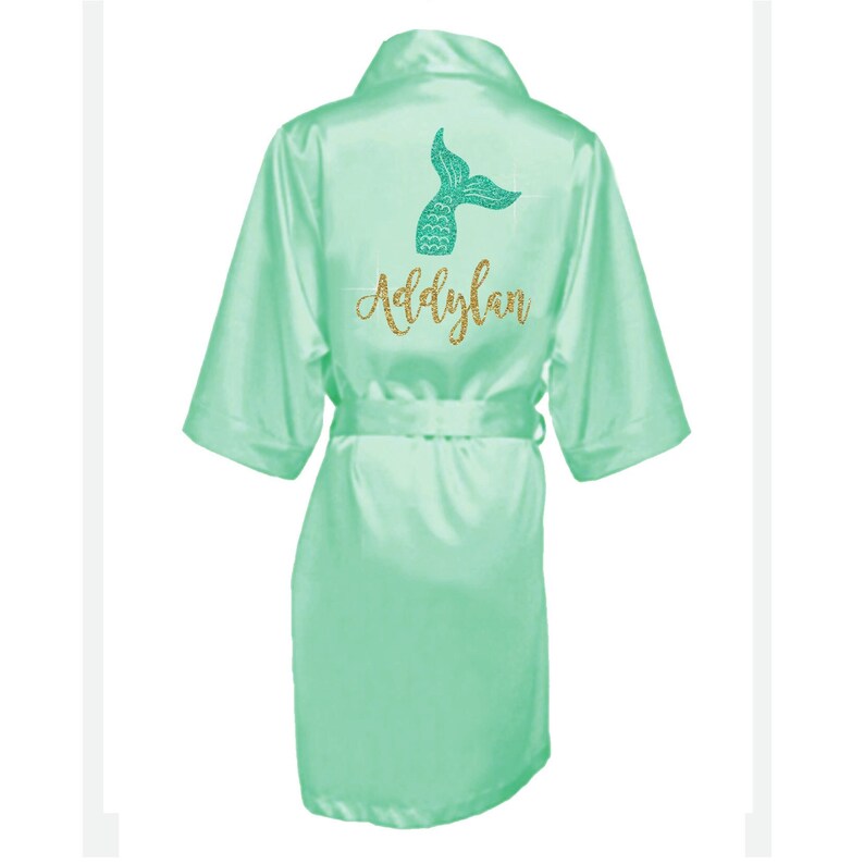Mermaid Robe Mermaid Birthday Party Favor Satin Robe for Kids Mermaid ...