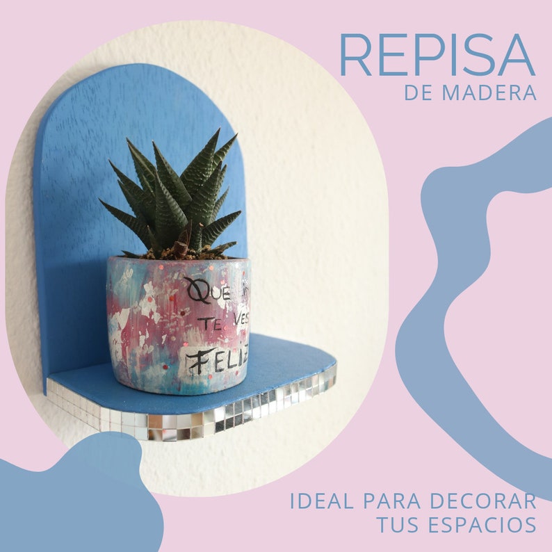 REPISA AZUL, BLUE Color Shelf to Decorate Your Home , With Mirrors ...
