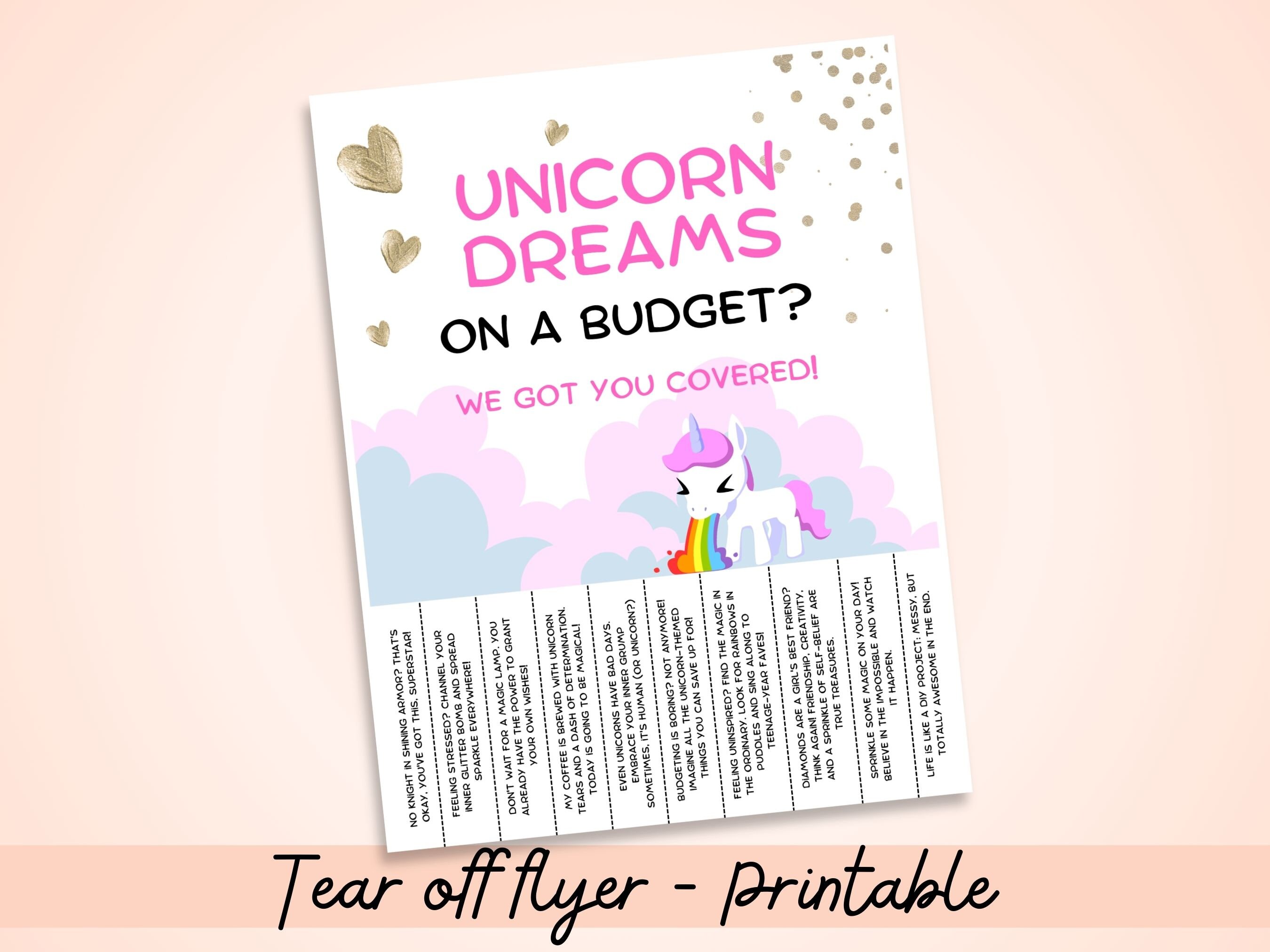 Unicorn Tear off Flyer, Printable Unicorn Affirmations, Printable Tear ...