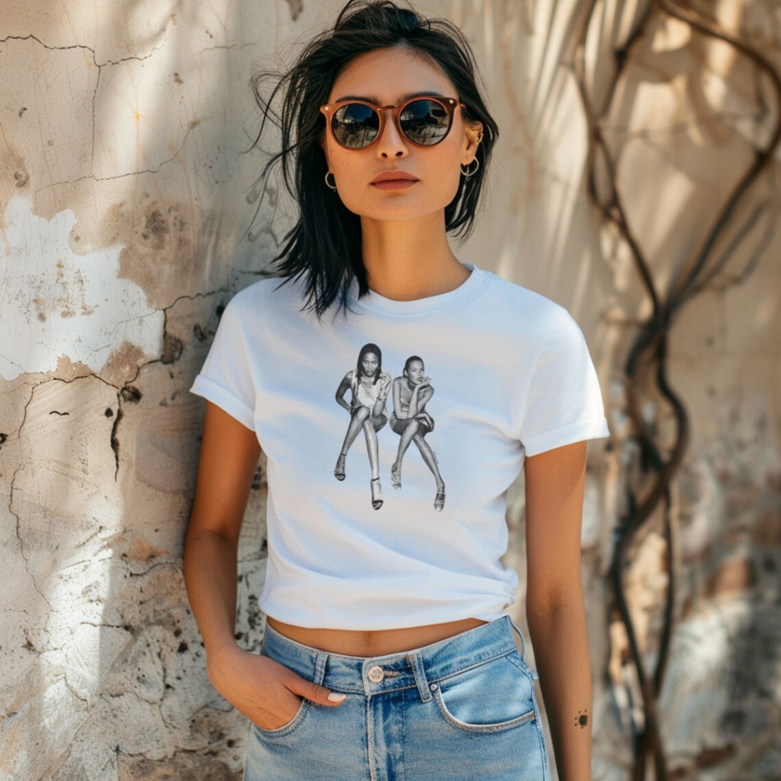 Baby Tee Crop Top Naomi Campbell Kate Moss Famous Super Models Shirt ...
