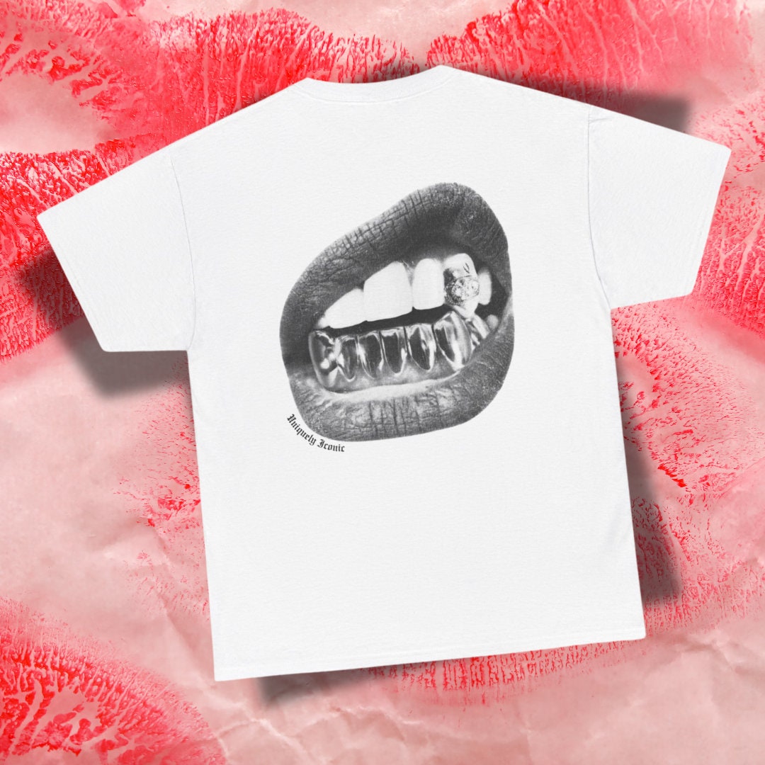 Back Print Lips Funny T-shirt Kiss Graphic Tee Unique Fashion Statement ...