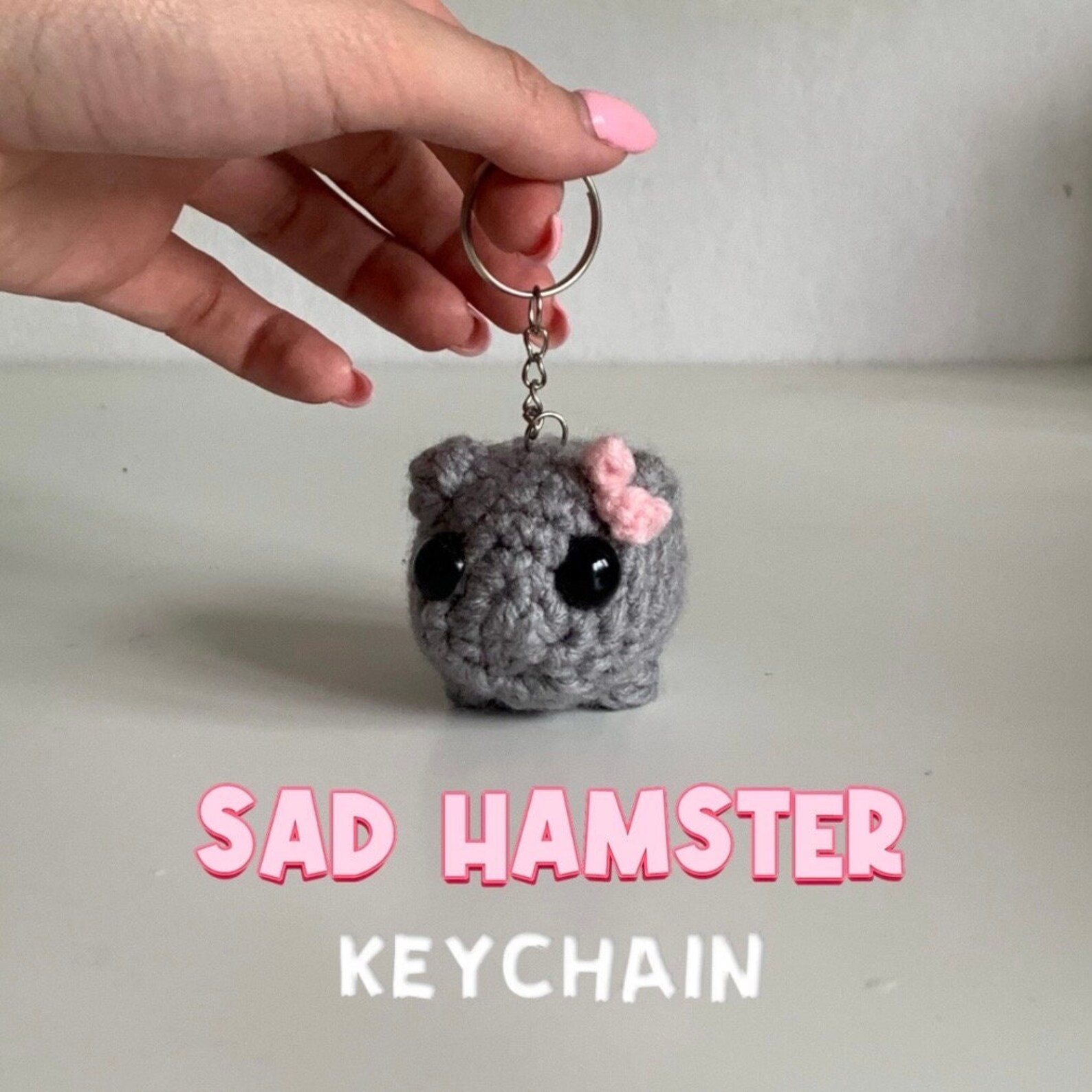 Crochet Sad Hamster Keychain - Etsy