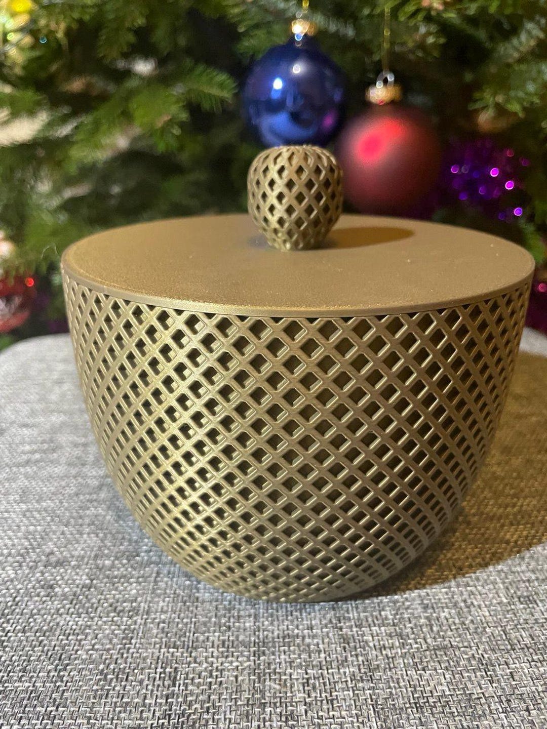 3D Printed Golden Storage Container With Spiral Pattern, Unique Home ...