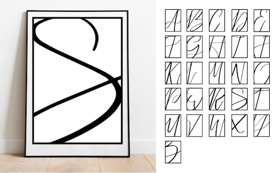 Alphabet Stylised Letters Instant Download Wall Print Art | Etsy