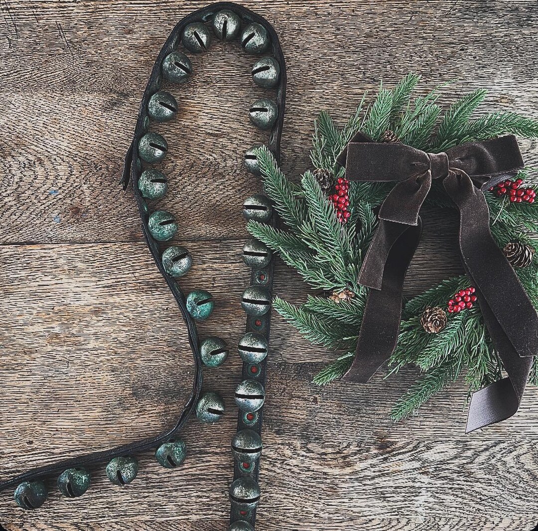 Antique Horse Carriage Sleigh Bells Brass on Leather Strap Christmas ...