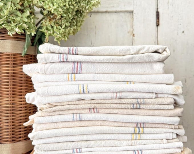 Antique Vintage Flour Sack Sugar Sacks Striped Linens Textiles Farbric ...