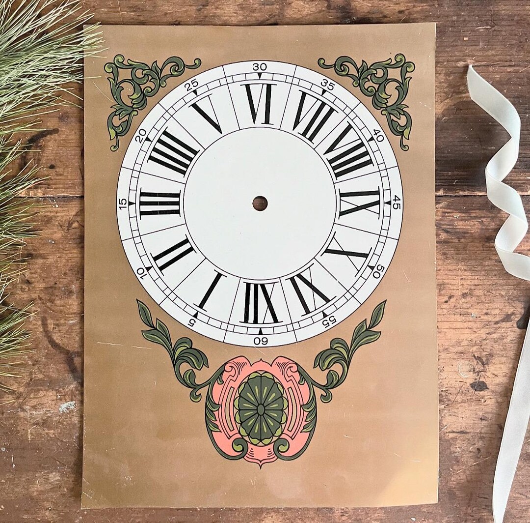 Vintage Metal Grandfather Clock Face Dial Large Rectangle Roman ...