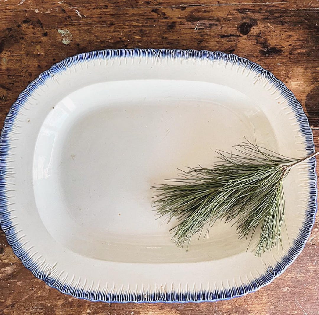 Antique Pearlware Creamware Indigo Flow Blue Feather Edge Featheredge ...