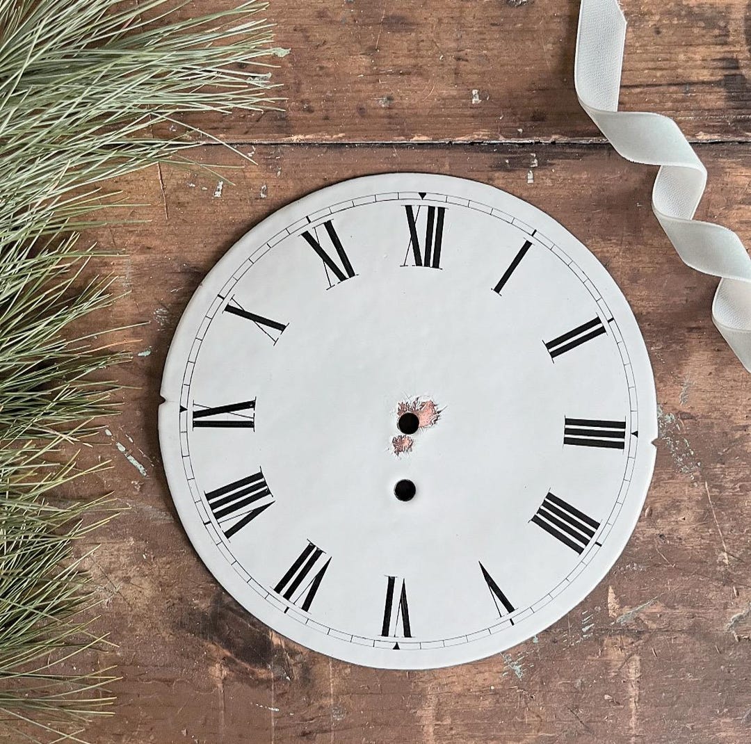 Antique Enamel French Clock Dial Face Roman Numerals Round Perimeter ...