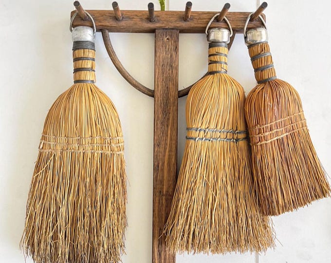 Instant Collection Trio of Antique Whisk Hand Held Brooms Straw Sweeper ...