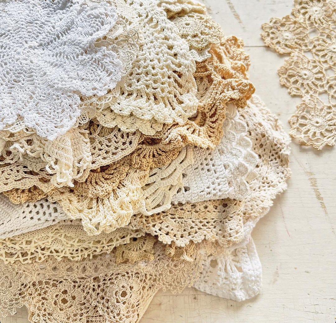 Antique and Vintage Handmade Doilies Doily Crochet Textiles Linens ...