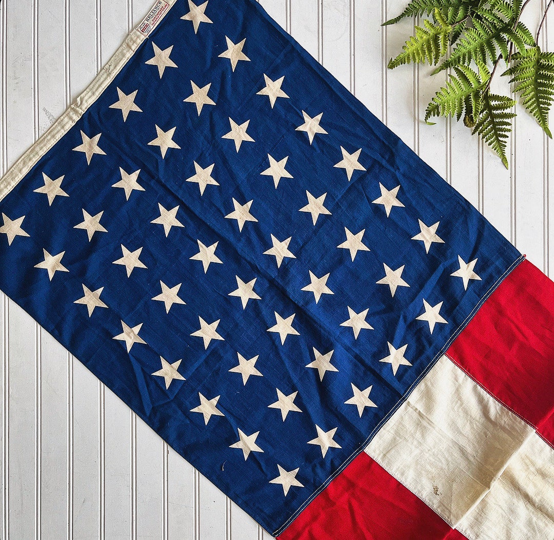Vintage American Flag Banner Bunting 48 Stars Stripes America Usa