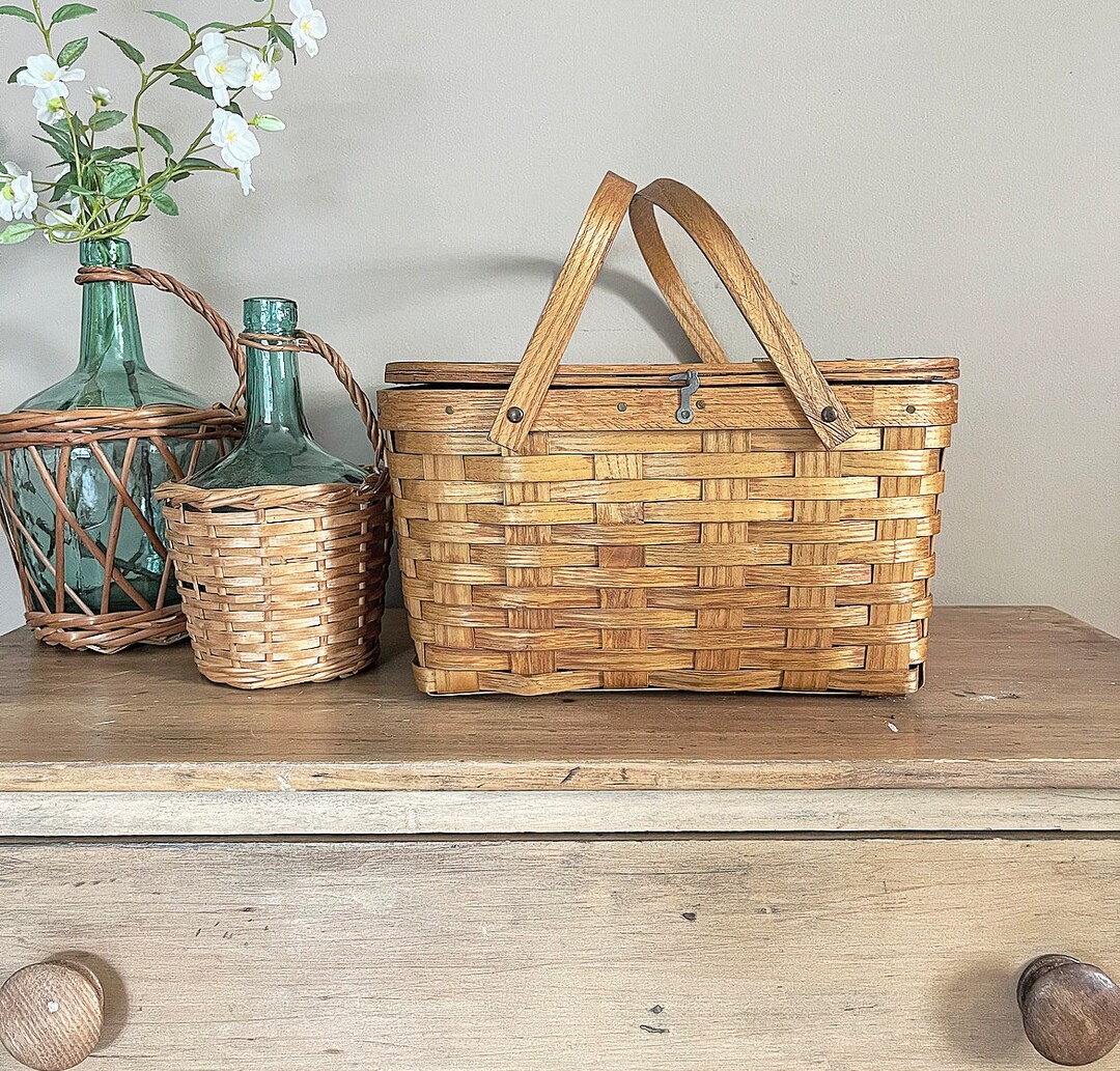 Vintage Rindge Splint Picnic Pie Basket With Insert Double - Etsy