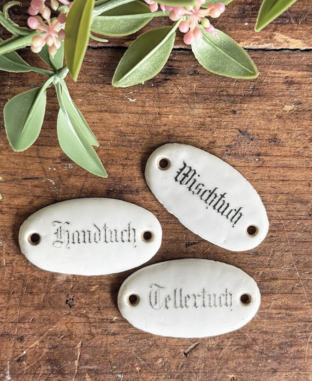 Antique German Glazed Porcelain Ceramic Towel Labels 1900’s Handtuch ...