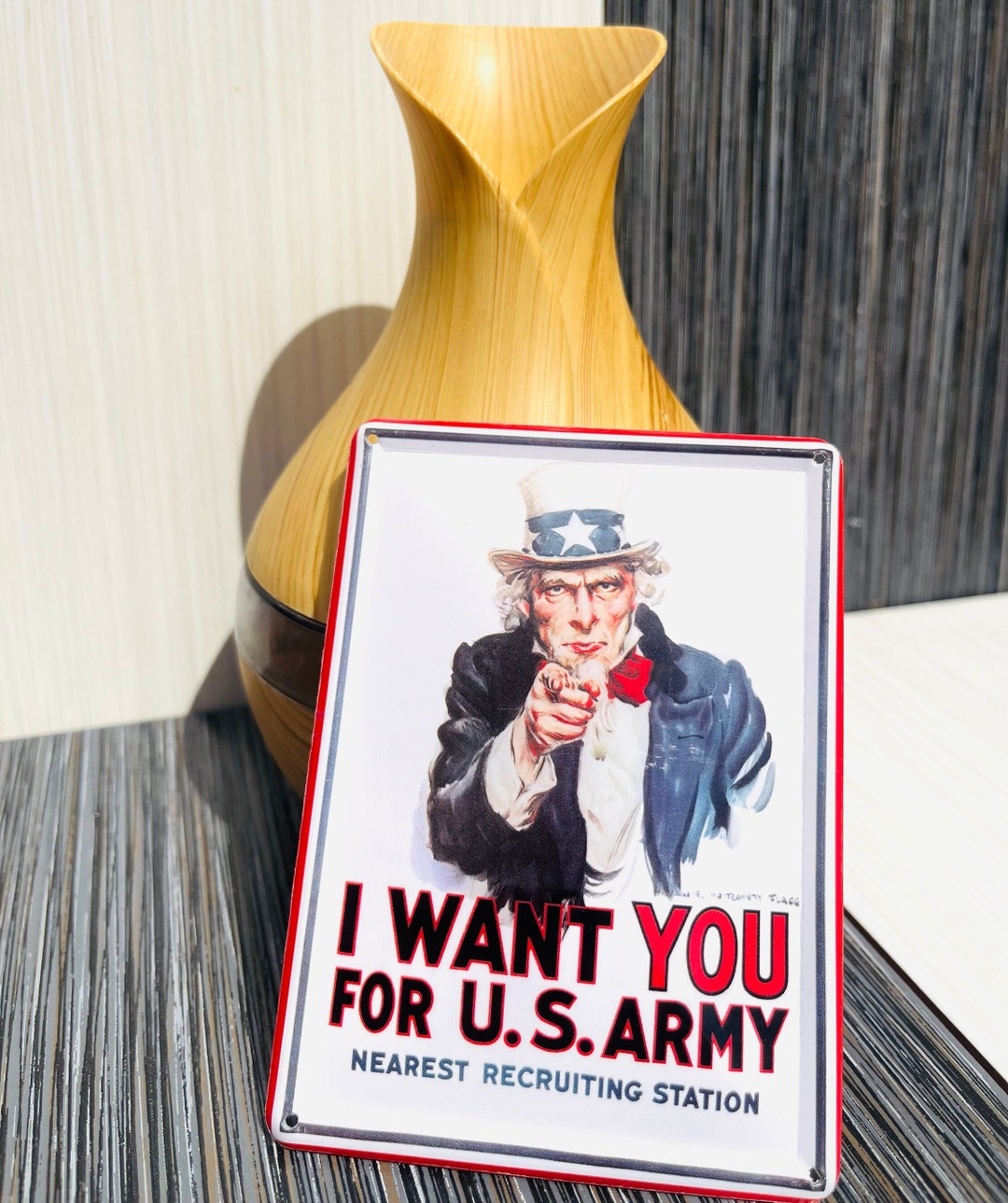 Metallic Postcard Uncle Sam I Want You for US Army 2 Fridge Magnet ...
