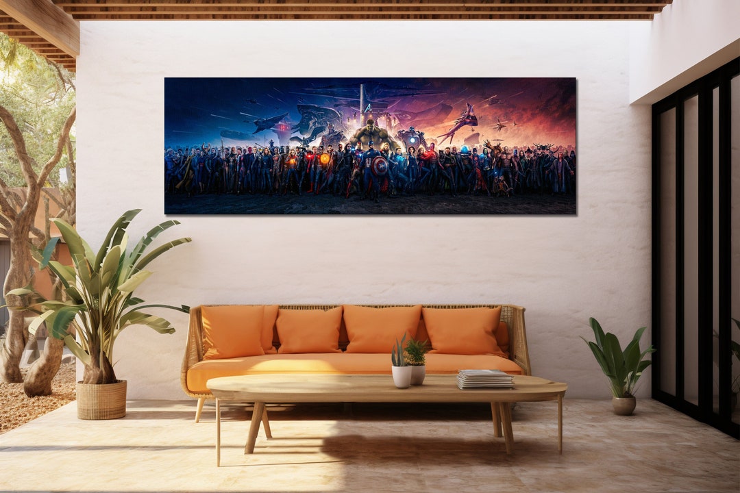 Marvel All Characters XXL Canvas Wall Art Blockbuster Fine Art Panorama ...