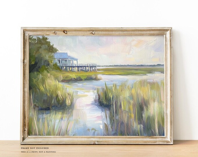 ART PRINT Lowcountry Marsh Painting, Landscape Painting of Sky, Shem ...
