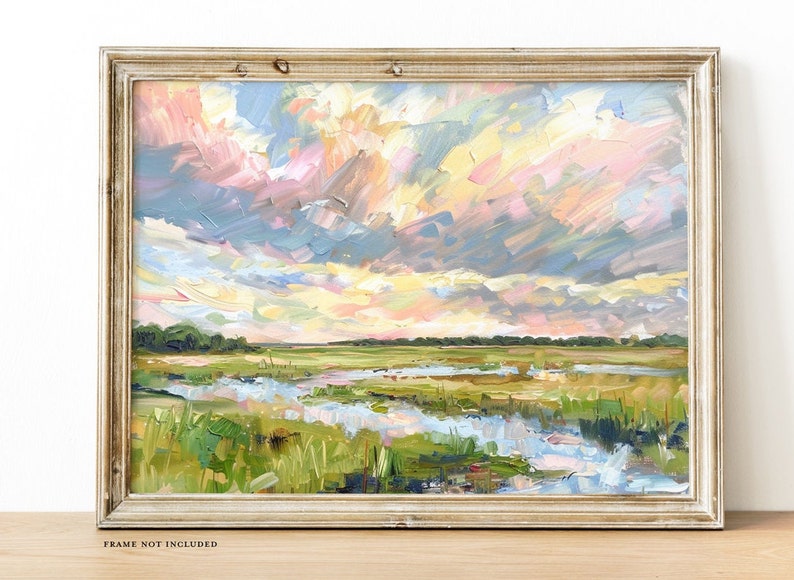 Lowcountry Marsh Giclee Print: Abstract Landscape Oil Painting of Sky ...