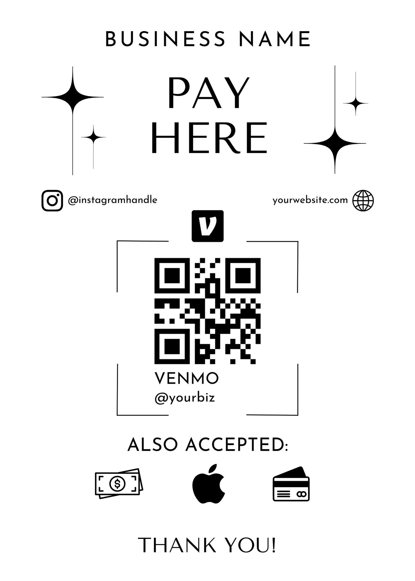 Editable Payment Sign & Price List Template, Scan to Pay Sign, Price ...