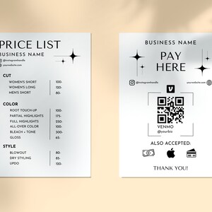 Editable Payment Sign & Price List Template, Scan to Pay Sign, Price ...