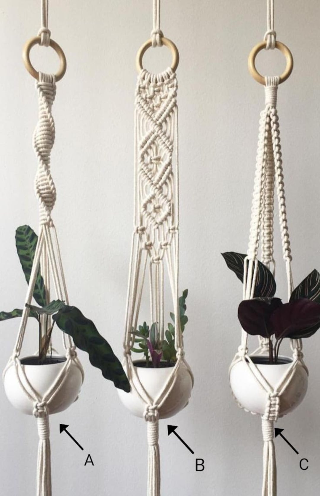 Macrame Plant Hanger, Short Rope Planter, Boho Decor - Etsy
