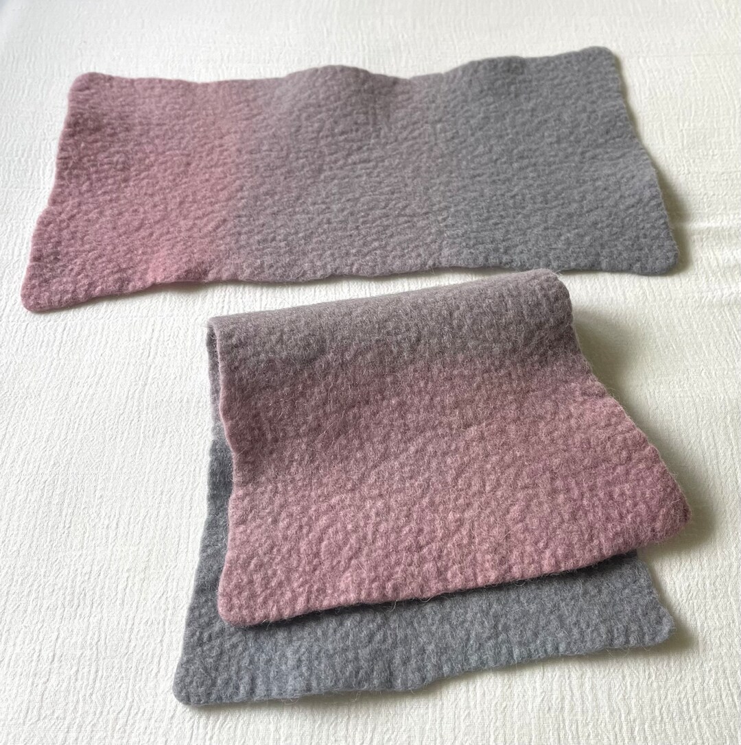 Ombre Dyed Merino Wool Felt / Rustic Purple/lavender/rose / 5 X 11 ...