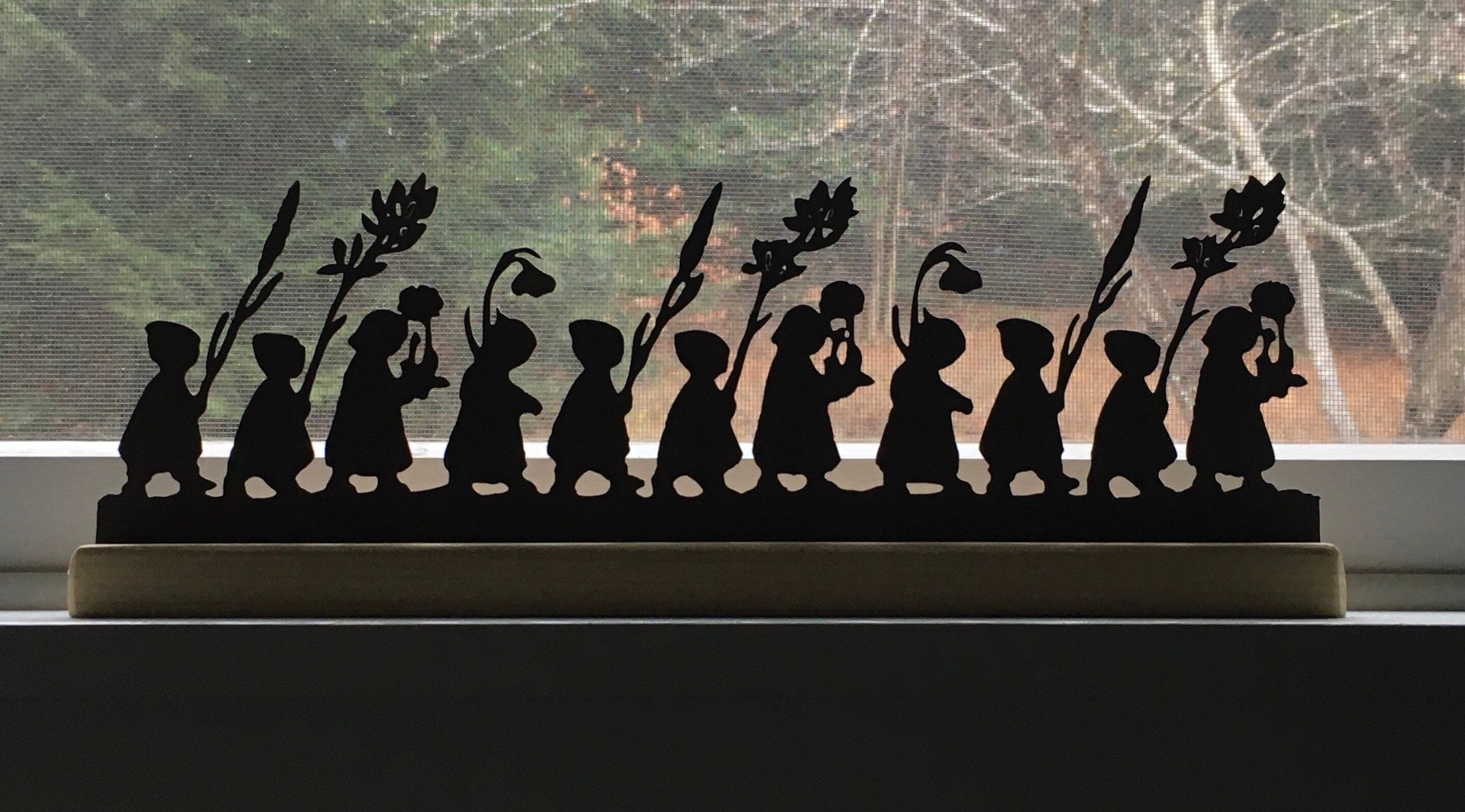 Root Children Silhouette Paper Art for Windowsill or Table | Etsy