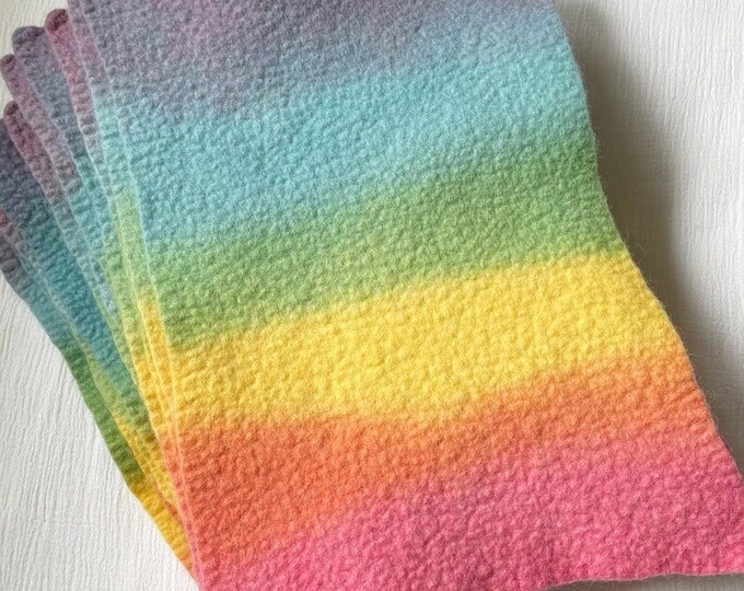 Rainbow Hand Dyed Felt / 9 X 11 Inches / 100% Merino Wool Felt ...