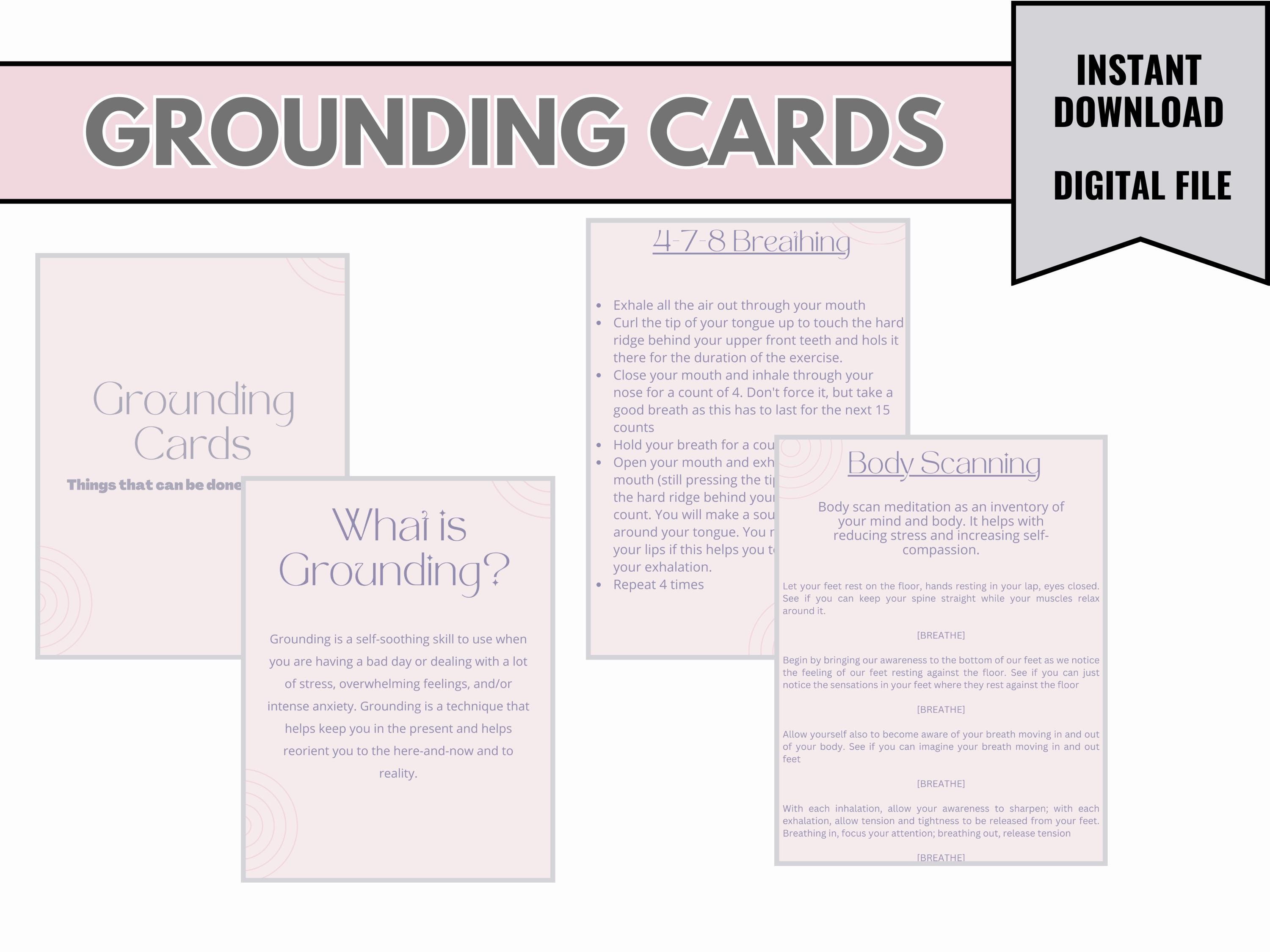 Grounding Techniques - Wallet Sized Cards - PDF, Printable- Mental ...