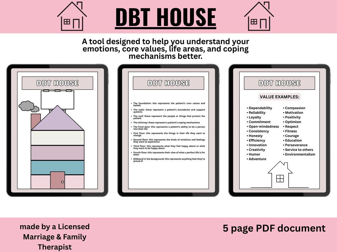 DBT House Worksheet | DBT Sheet, DBT Coping Skills, Dbt Therapy ...
