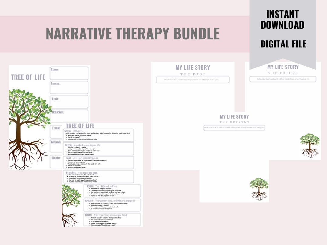 Narrative Therapy Tree of Life for Trauma, Trauma Therapy Worksheets ...