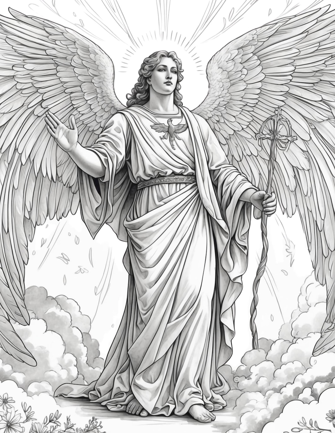 Archangel Raphael Coloring PDF, Printable Coloring, Digital Download ...