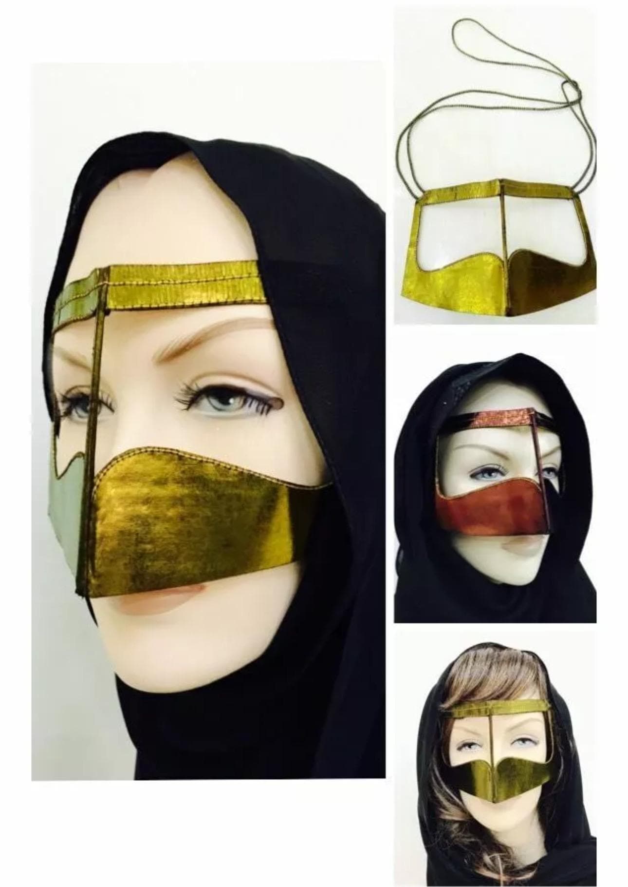 Hand Made Gold Batoola Arabic Ladies Face Mask Emarti Oman Women’s ...