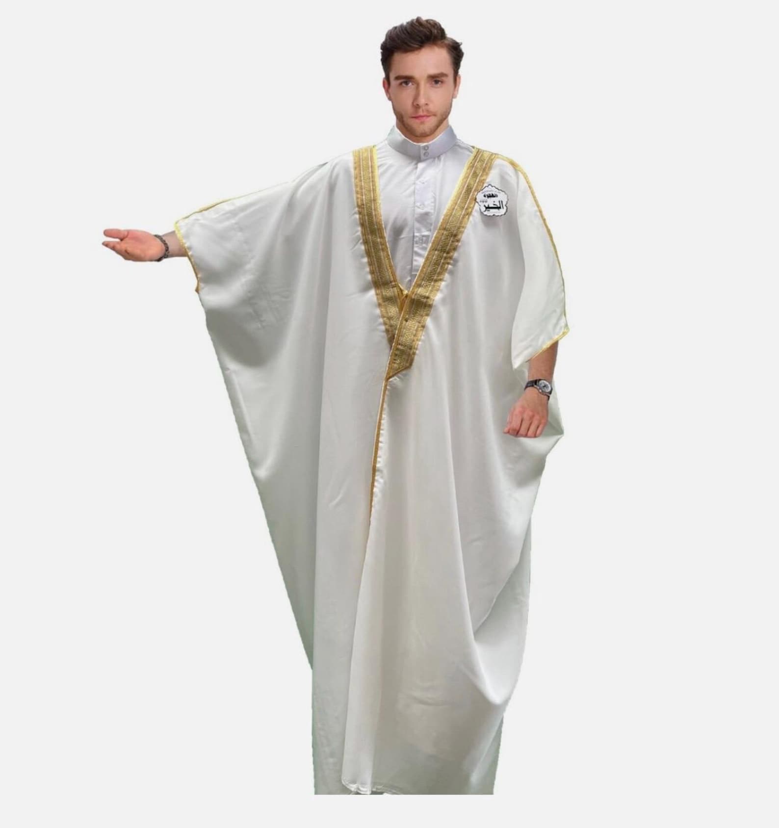 Bisht Arabic Cloak Dress Men’s Thobe Black White Brown Burda Gold Trim ...