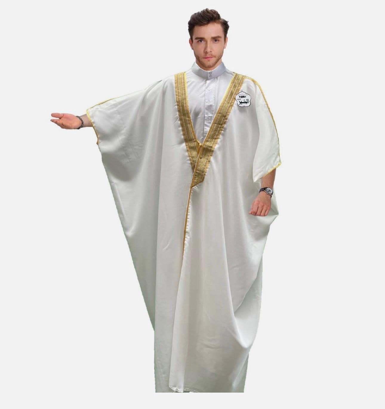 Bisht Arabic Cloak Dress Men’s Thobe Black White Brown Burda Gold Trim ...