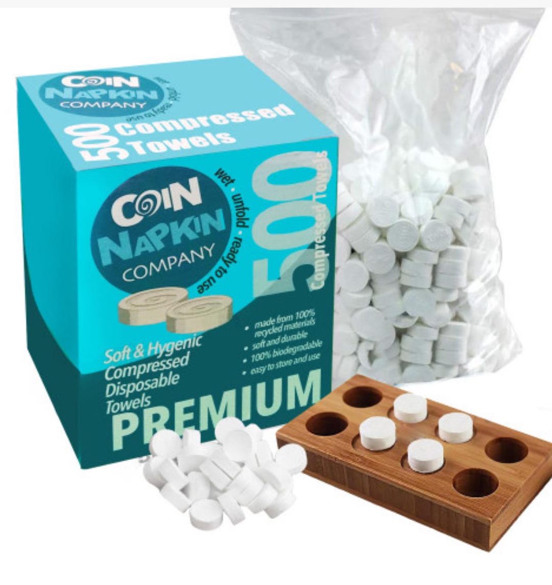 Coin Napkin Company Compressed Tissue Towel Box of 500 Hand Made ...