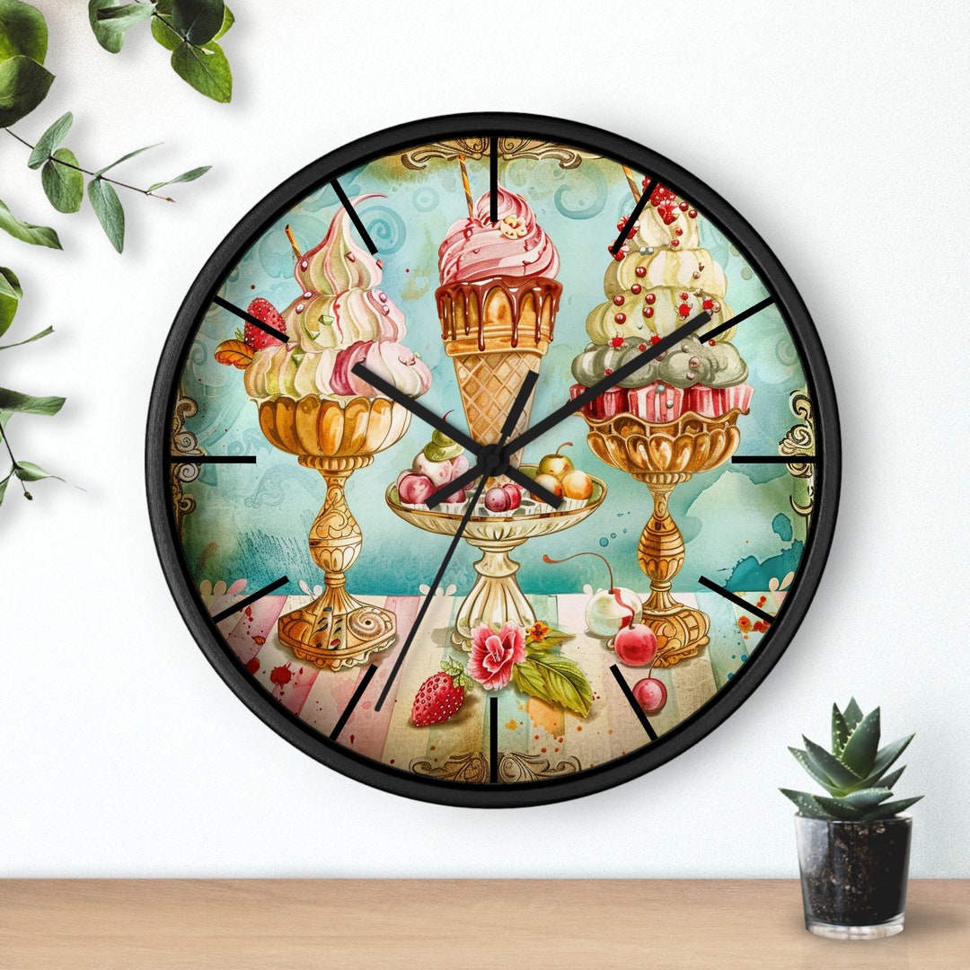Ice Cream Clock Vintage Sweet Shoppe Clock Vintage Ice Cream Parlour ...