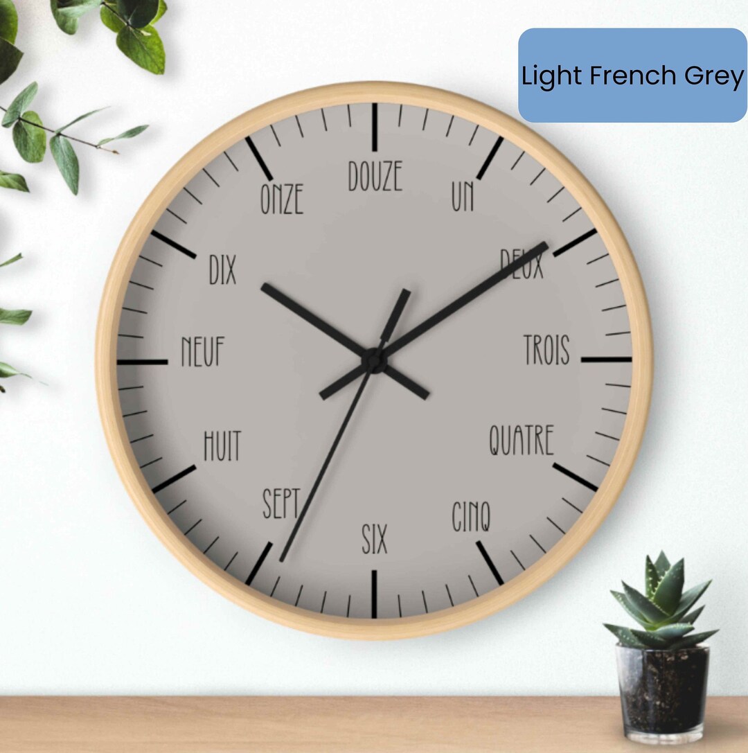 Grey Wall Clock Office Decor French Gift French Words Clock Silent Wall ...