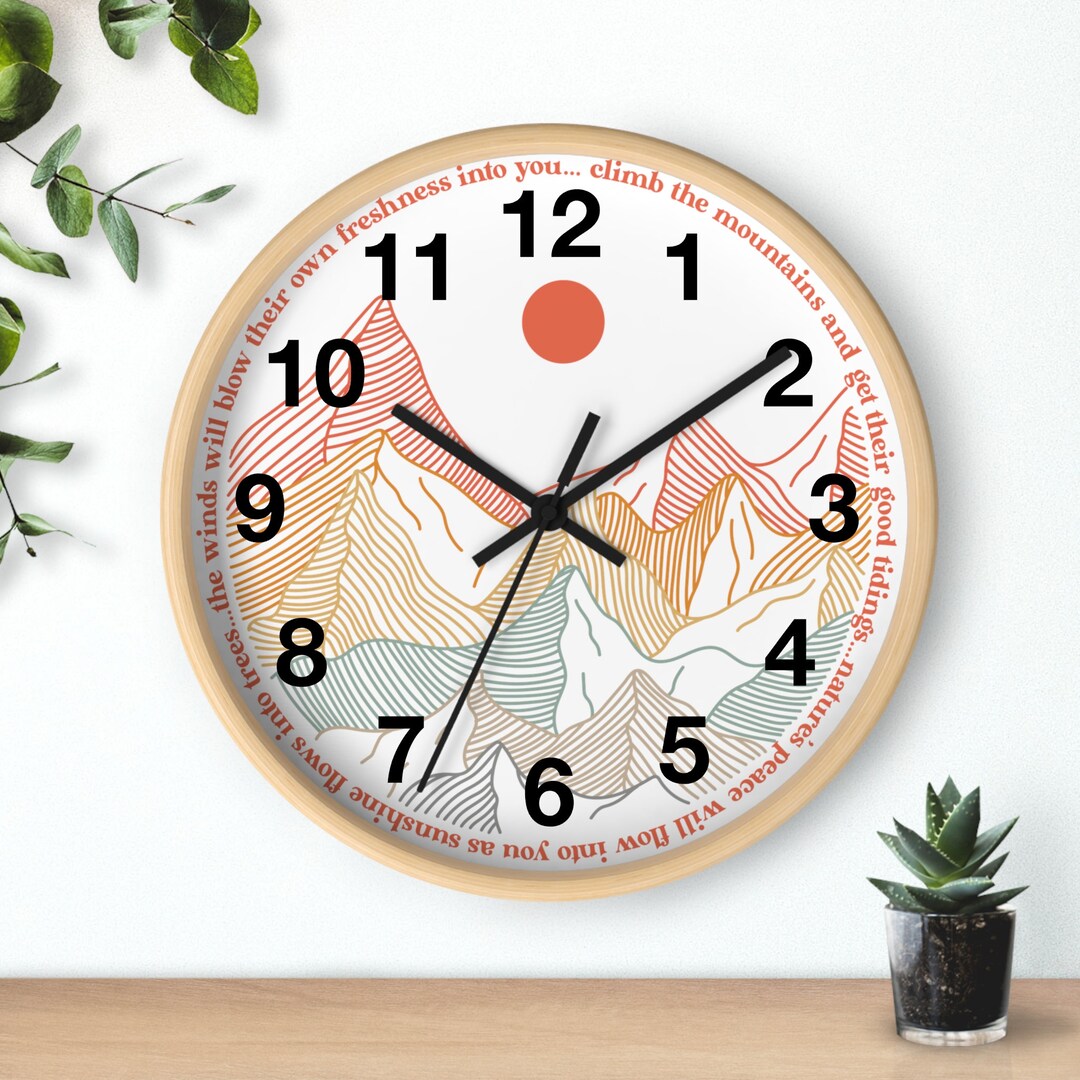 Hiking Wall Clock, Mountain Wall Clock, Hiking Decor, Nature Wall Clock ...
