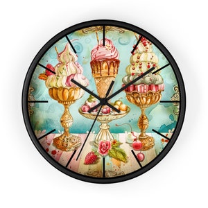Ice Cream Clock Vintage Sweet Shoppe Clock Vintage Ice Cream Parlour ...