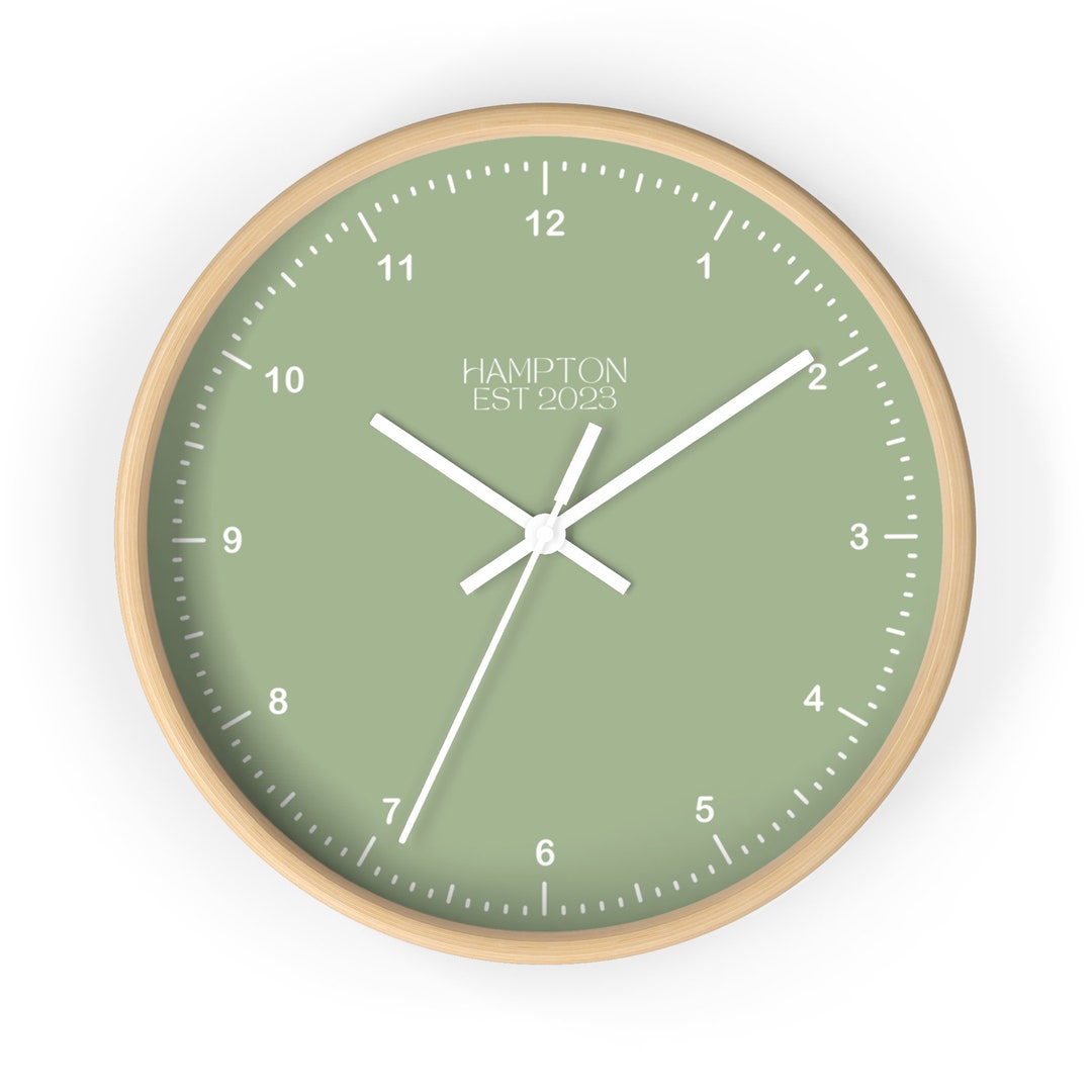 Personalized Name Wall Clock, Sage Green Clock, Minimalist Clock ...