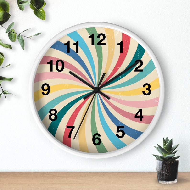 Retro Wall Clock, Color Wheel Clock, Colorful Clock, Silent Clock ...