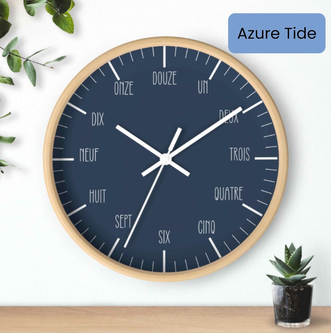 Dark Blue Wall Clock Office Decor French Clock Silent Wall Clock ...