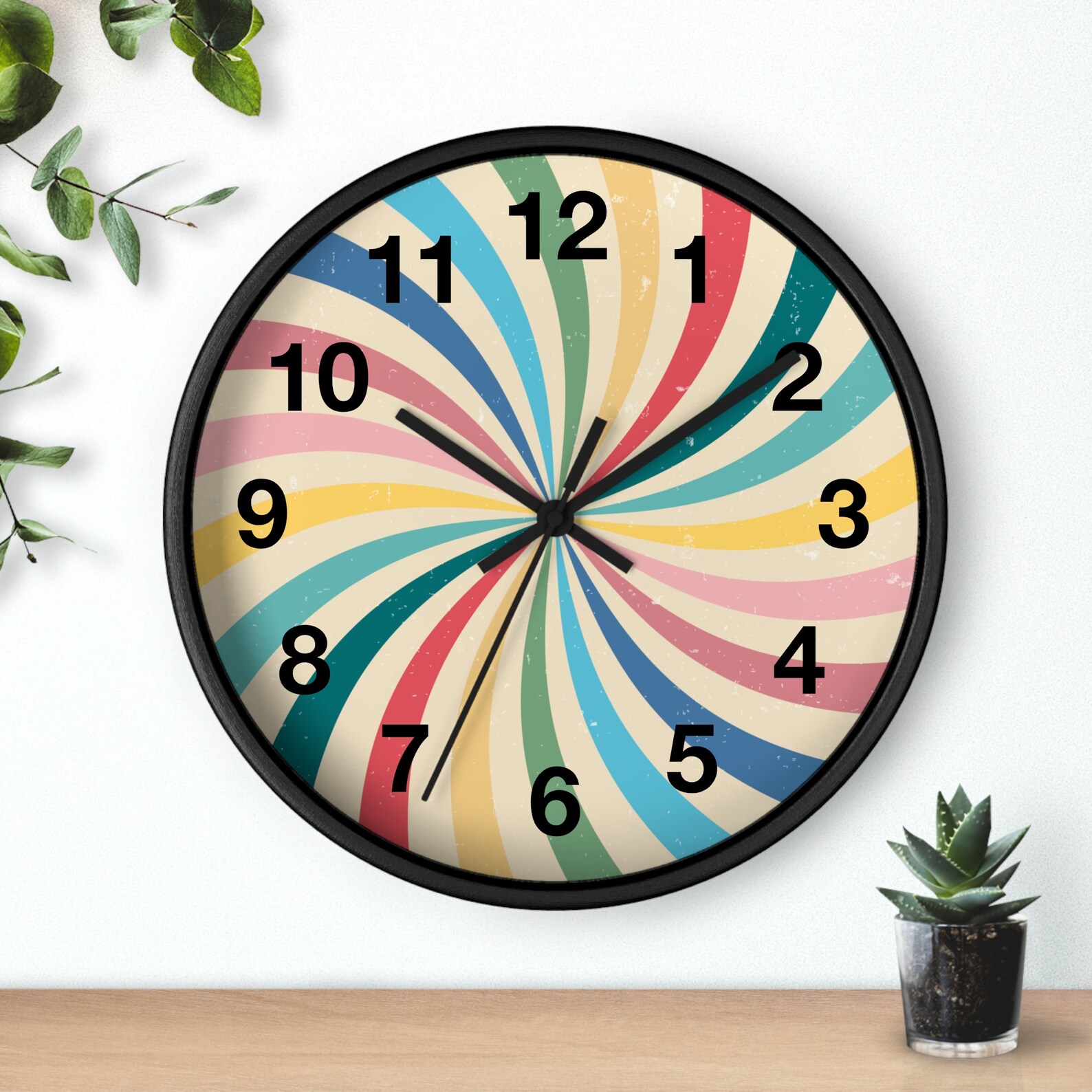 Retro Wall Clock, Color Wheel Clock, Colorful Clock, Silent Clock ...