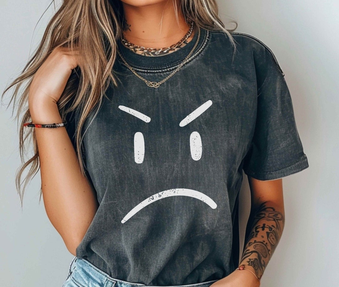 Grumpy Face Comfort Colors T-shirt: Distressed Graphic Tee - Etsy