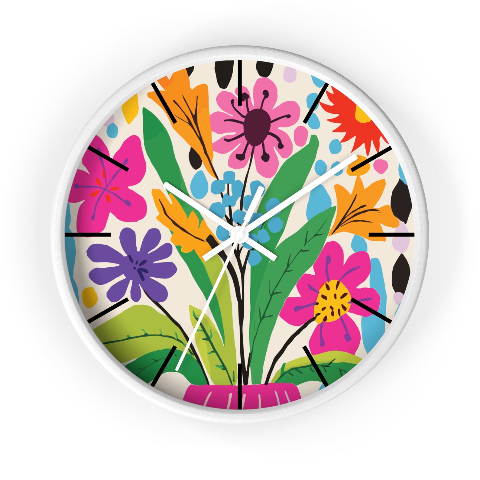 Floral Wall Clock Flower Wall Art Clock for Teenage Girl Floral Art ...