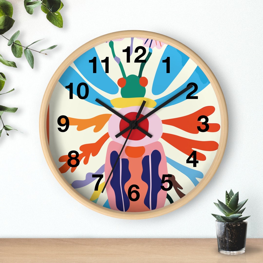 Maximalist Wall Clock Colorful Bug Wall Art Bug Clock Kitchen Insect ...