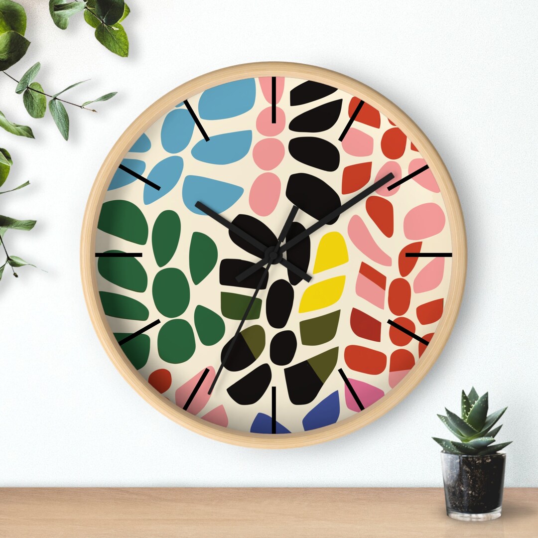 Bright Cheery Wall Clock, Colorful Clock, Bold Art Clock, Colorful Wall ...