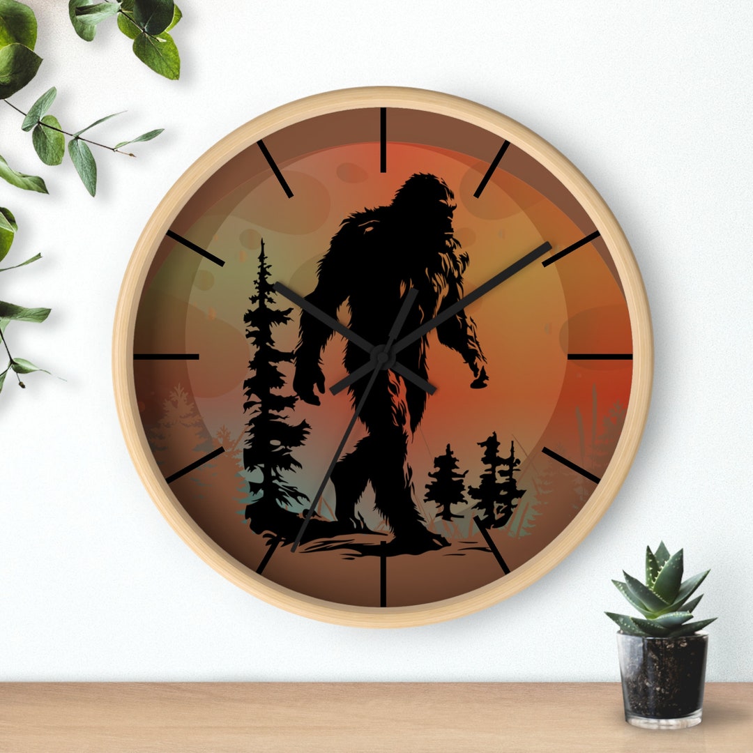 Bigfoot Wall Clock Sasquatch Clock Yeti Clock Game Room Decor Bigfoot ...