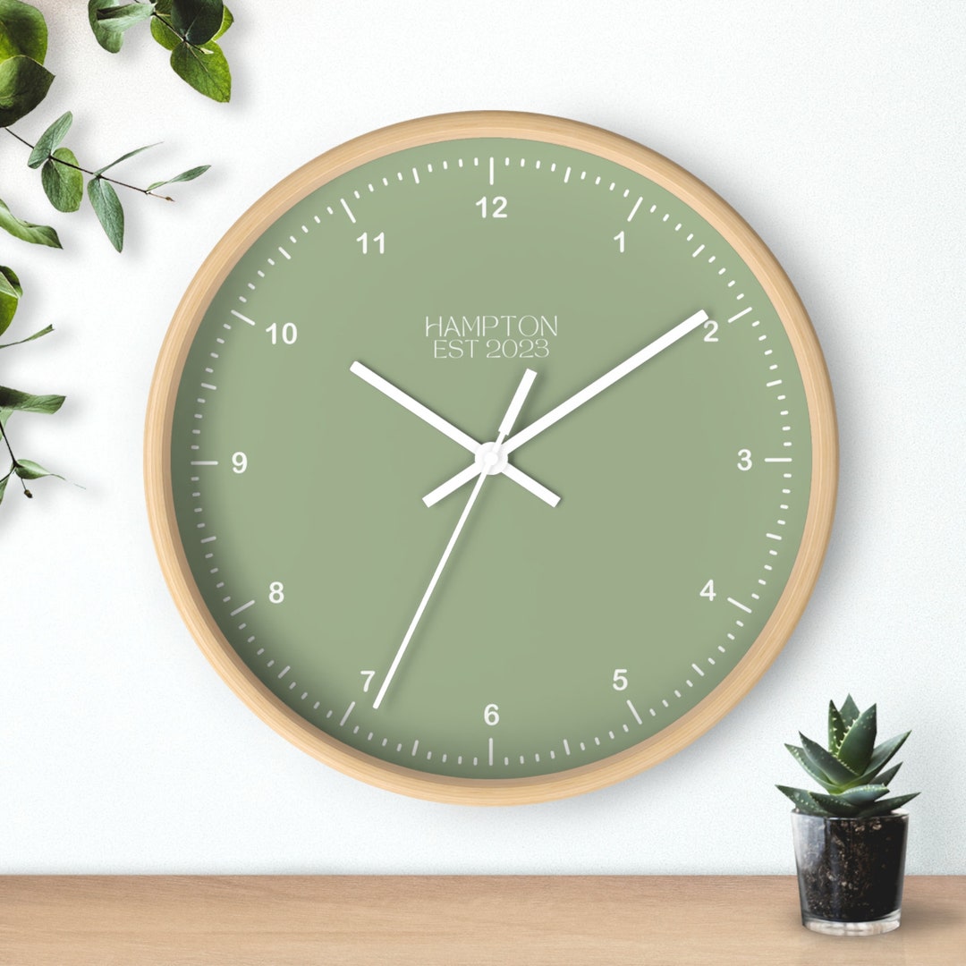 Personalized Sage Wall Clock Sage Green Clock Minimalist Clock Family ...